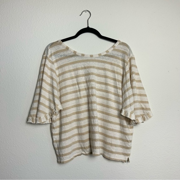 Wrap London | Tops | Wrap London Stripe Ruffle Sleeve Linen Top Size 4 ...